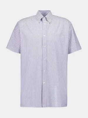 Valentino Garavani Striped Cotton Short-sleeved Shirt - Blue