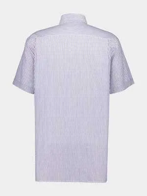 Valentino Garavani Striped Cotton Short-sleeved Shirt - Blue