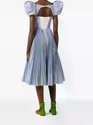 Elisabetta Franchi Midi Dress With Balloon Sleeves And Pleated Skirt