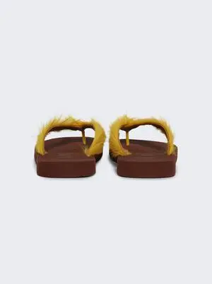 Marni Pony Hair Flip-flop Sandals - Yellow