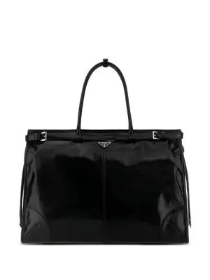 Prada Leather Top Handle Bag - Black