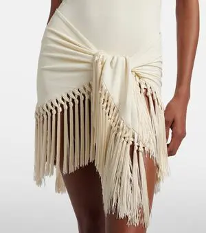 TALLER MARMO Romy Fringed Swimsuit And Beach Cover-up Set - White