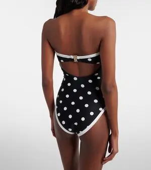 SELF-PORTRAIT Polka Dot Strapless One-piece Swimsuit