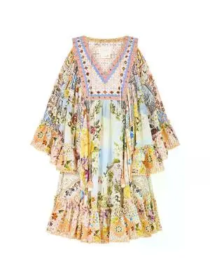 Camilla The Architects Of Alcázar Ruffled Mini Dress - Neutrals