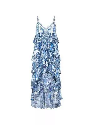 Camilla V-neck Ruffled Dress