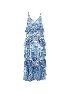 Camilla V-neck Ruffled Dress