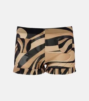 Emilio Pucci Marmo Ruffled Mesh Shorts - Beige