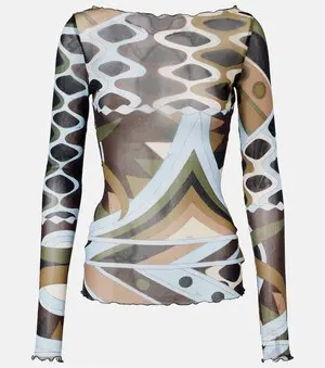 Emilio Pucci Vivara Sheer Tulle Top - Multicoloured