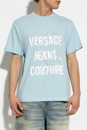 Versace T-shirt With Print - Light Blue