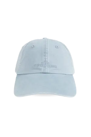 Stone Island Cap With Embroidered Logo - Light Blue