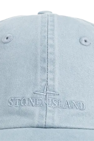 Stone Island Cap With Embroidered Logo - Light Blue