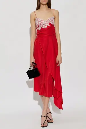 Moschino Asymmetrical Strappy Midi Dress - Red