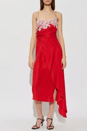 Moschino Asymmetrical Strappy Midi Dress - Red