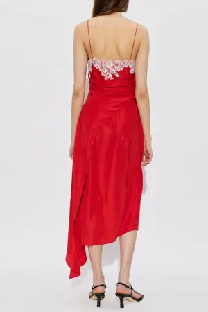 Moschino Asymmetrical Strappy Midi Dress - Red