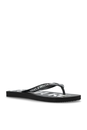 Versace Rubber Flip-flops With Logo - Black