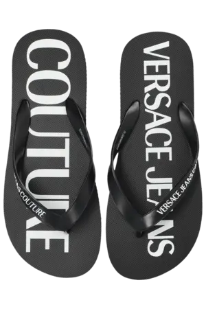 Versace Rubber Flip-flops With Logo - Black