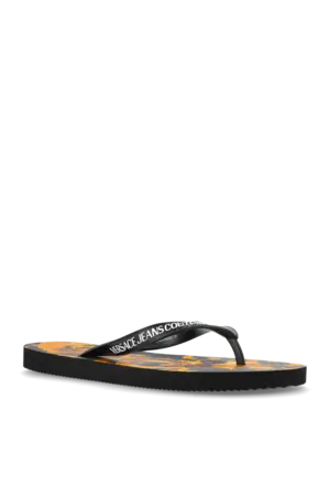 Versace Rubber Flip-flops With Logo - Black