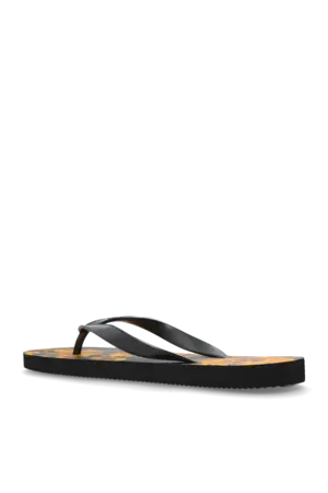 Versace Rubber Flip-flops With Logo - Black