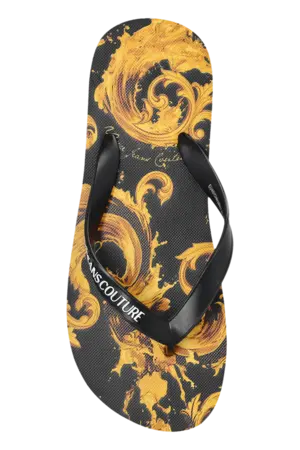 Versace Rubber Flip-flops With Logo - Black