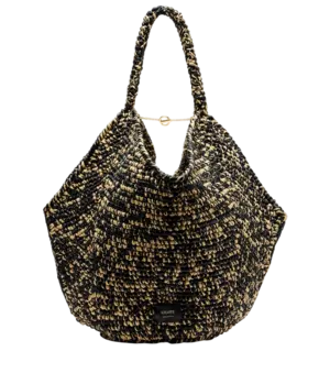 Khaite Lotus Medium Raffia Tote Bag - Black