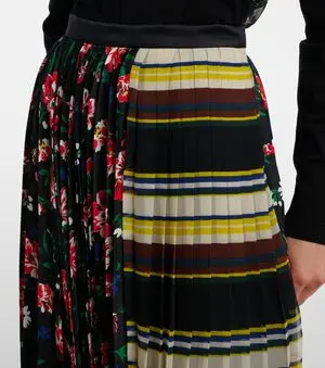 Sacai Printed Plissé Midi Skirt