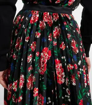 Sacai Printed Plissé Midi Skirt