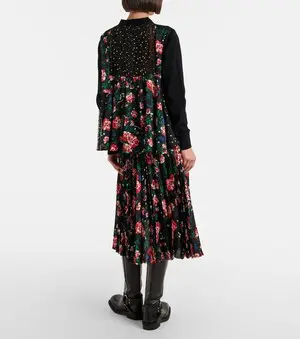 Sacai Printed Plissé Midi Skirt