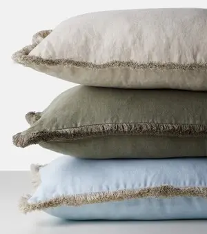 ONCE MILANO Fringed Linen Cushion