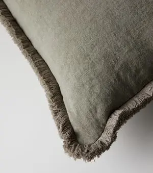 ONCE MILANO Fringed Linen Cushion