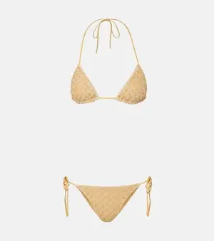 Missoni Zigzag Knit Halterneck Triangle Bikini - Gold