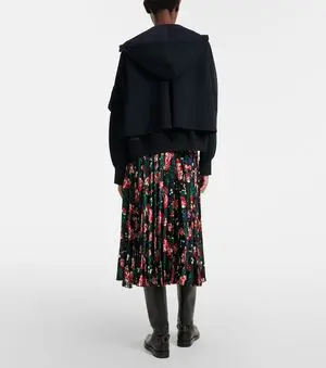 Sacai Printed Plisse Midi Skirt