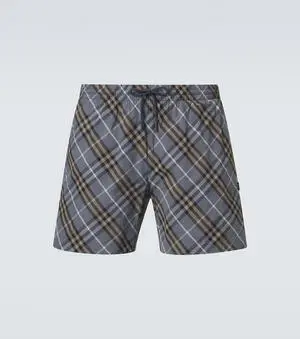 Burberry Check Swim Trunks - Blue