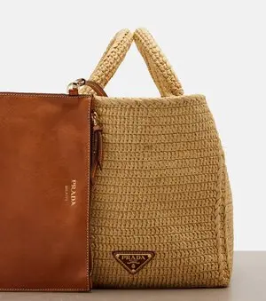 Prada Medium Raffia-effect Shopper