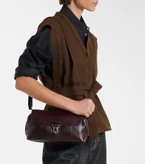 LEMAIRE Gear Small Leather Shoulder Bag - Burgundy