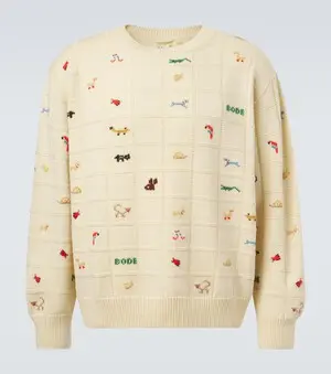 BODE Zoologist Wool And Alpaca Sweater - Beige