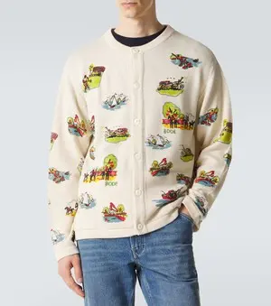 BODE Beaded Camp Wool And Cotton Cardigan