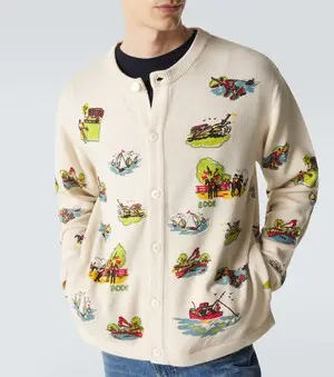 BODE Beaded Camp Wool And Cotton Cardigan