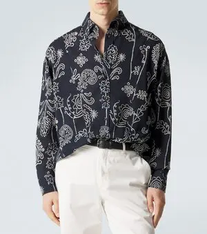 Giorgio Armani Printed Cotton Seersucker Shirt