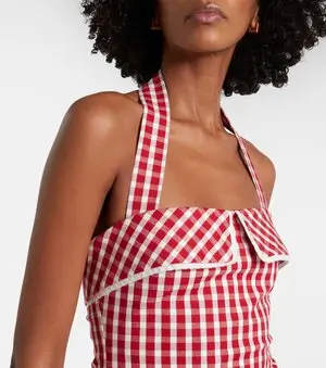 Posse Ebony Gingham Lace-trimmed Midi Dress - Red