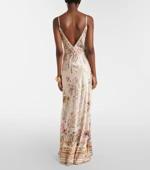 Camilla Embellished Floral Silk Slip Dress
