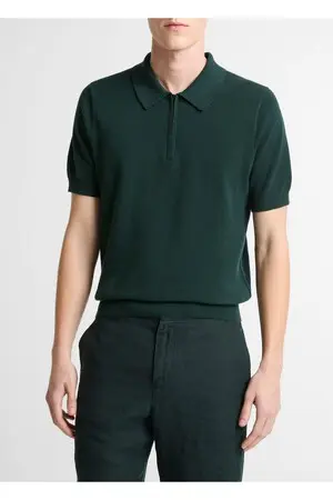 Vince Cotton-cashmere Piqué Zip Polo Sweater
