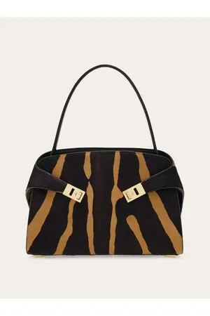FERRAGAMO Soft Hug Bicolor Shoulder Bag - Brown