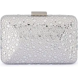 OLGA BERG Harriet Crystal Frame Clutch - Silver