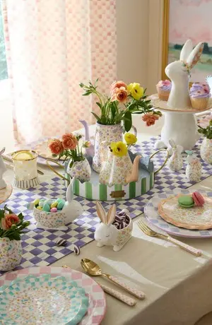 MACKENZIE-CHILDS Posie Patch Rabbit Set Of 3 Candy Dishes