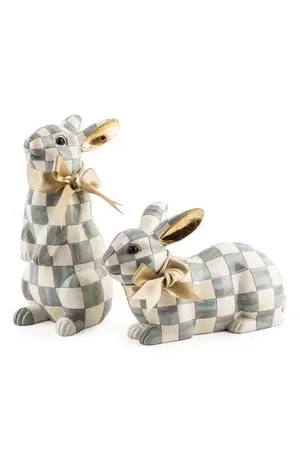 MACKENZIE-CHILDS Sterling Check Resting Bunny - Grey