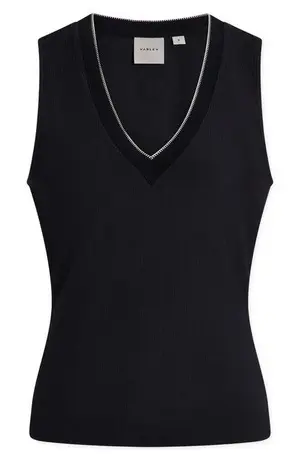 Varley Corby V-neck Modal Blend Tank - Black