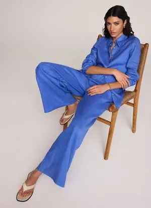 Mint Velvet Sheer Panel Shirt - Blue