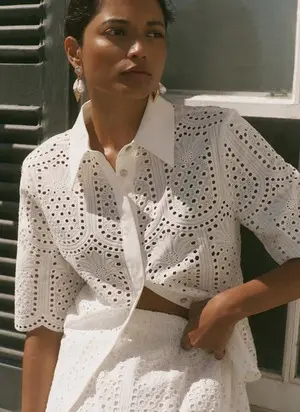 Mint Velvet Cotton Broderie Shirt