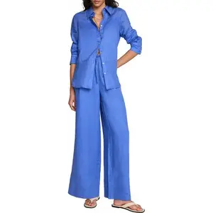 Mint Velvet Linen Wide Leg Trousers - Blue