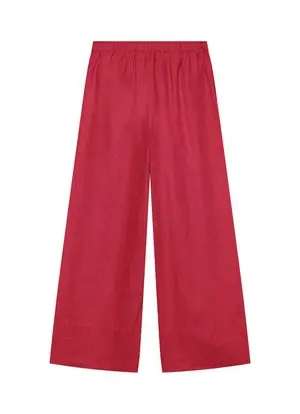 Mint Velvet Linen Wide Leg Trousers - Red